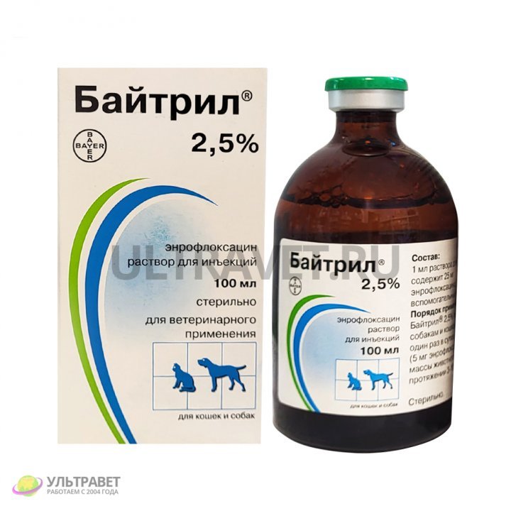 Байтрил 2,5% купить: инструкция по применению, цена - 1 275 руб.